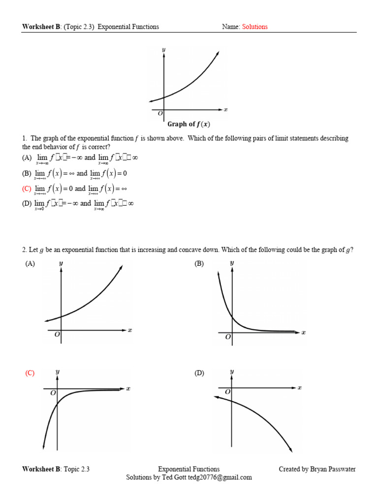 Worksheet B Key Topic 2.3 Exponential Functions | PDF | Mathematical Relations | Mathematical ...