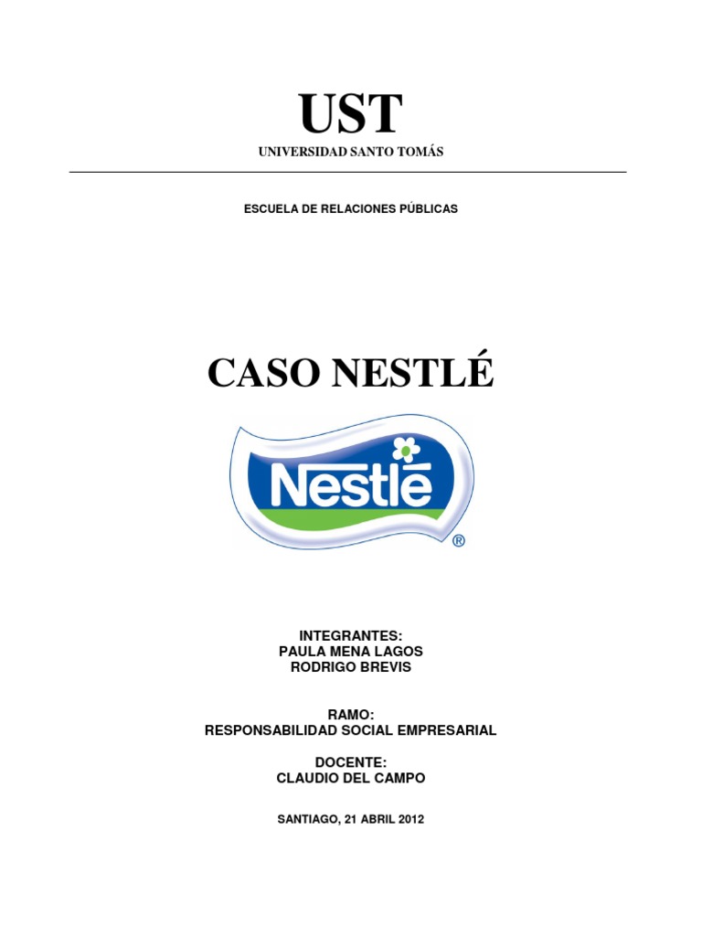 TRABAJO RSE 1 Nestlé | PDF | Sociedad | Responsabilidad social corporativa