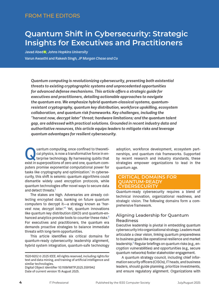 Quantum Shift in Cybersecurity Strategic Insights For Executives and ...