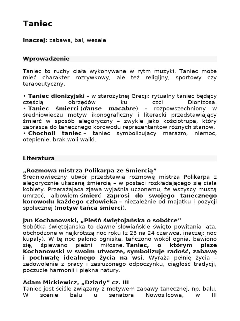 Taniec Motyw | PDF
