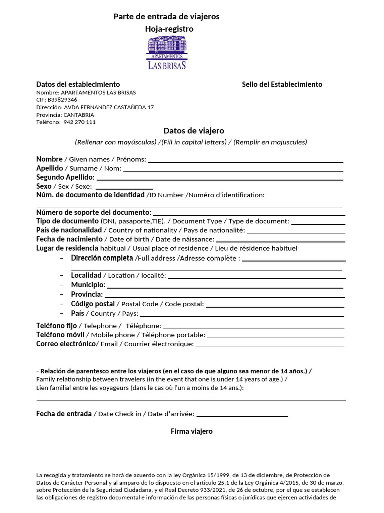 Hoja Registro Apartamentos | PDF