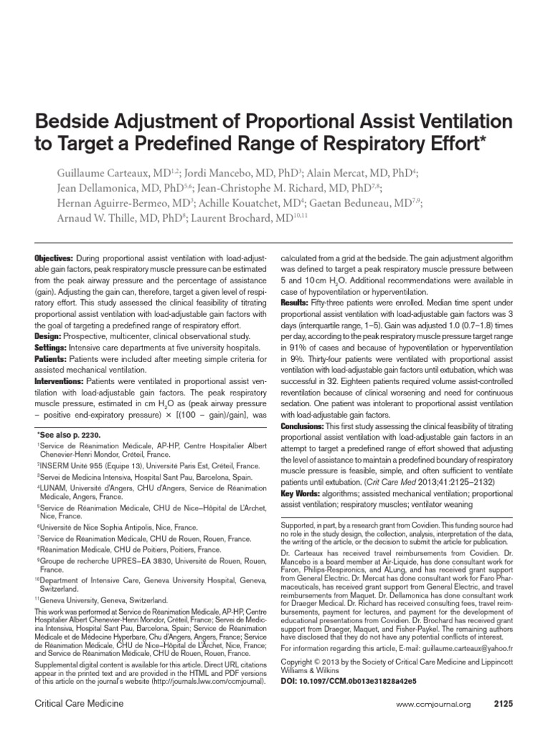 Carteaux. Bedside Adjustment of Proportional Assist Ventilation to ...