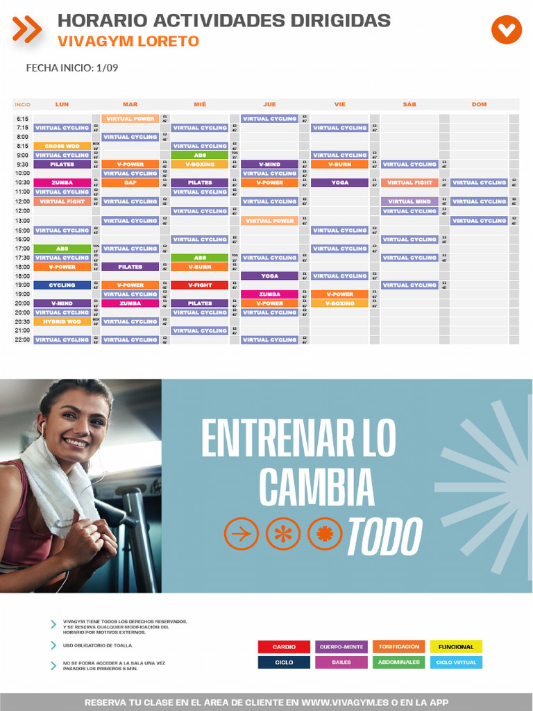 Horario Actividades Dirigidas VivaGym Loreto 1 (1) | PDF