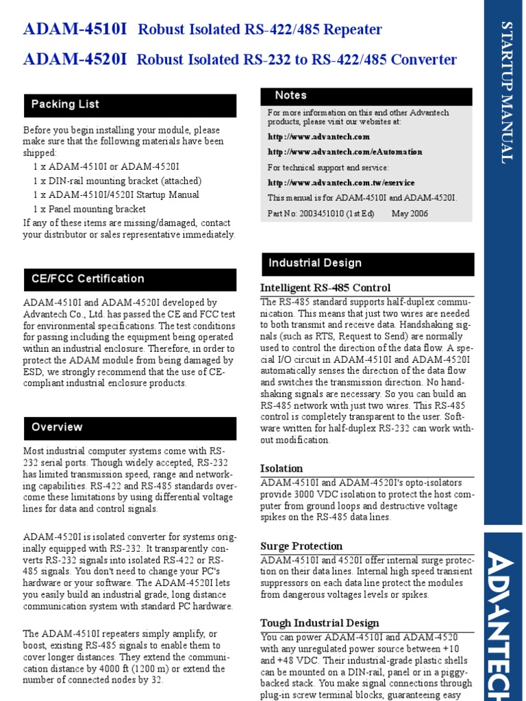 Adam-4510i 4520i Startup Ed1 | PDF