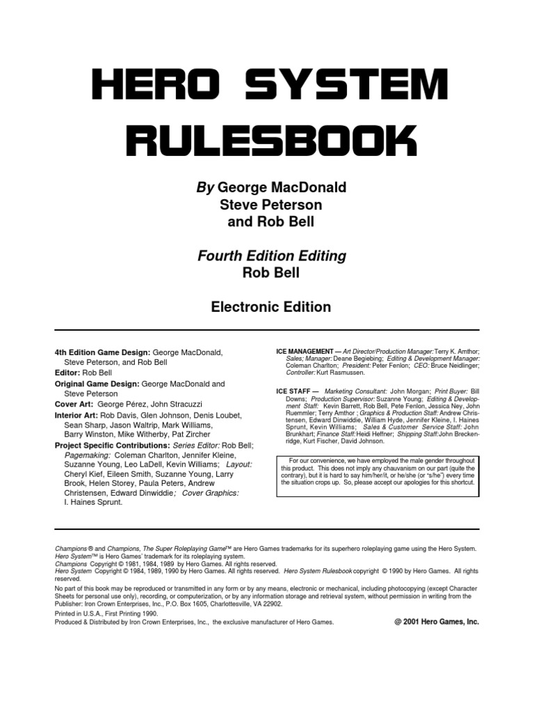 Hero System 4th Edition | PDF | Role Playing Games | Dice