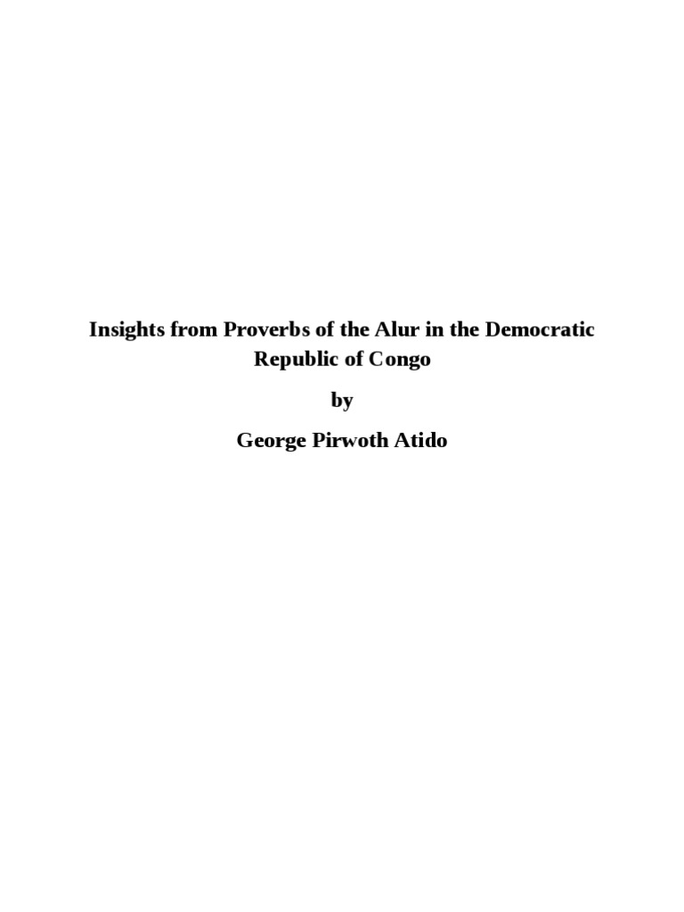 100 Alur Proverbs | PDF | Democratic Republic Of The Congo | Religion ...