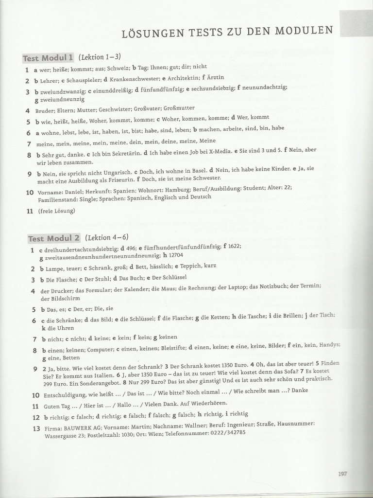 Tests A1.1 Lösungen | PDF