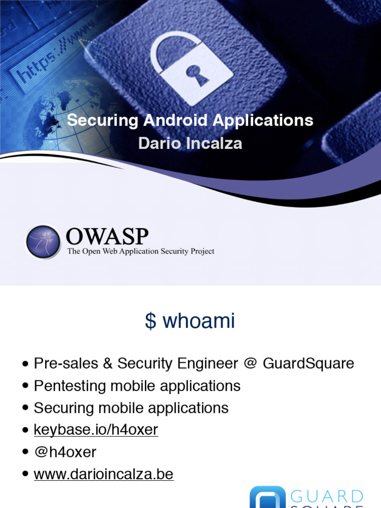 Benelux Day 20161125 D Incalza Securing Android Applications | PDF | Key (Cryptography) | Public ...