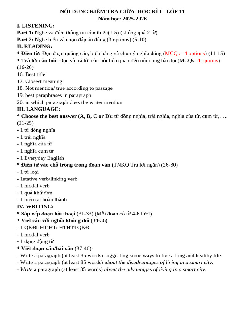 ND ÔN TÂP GK1-L12 | PDF