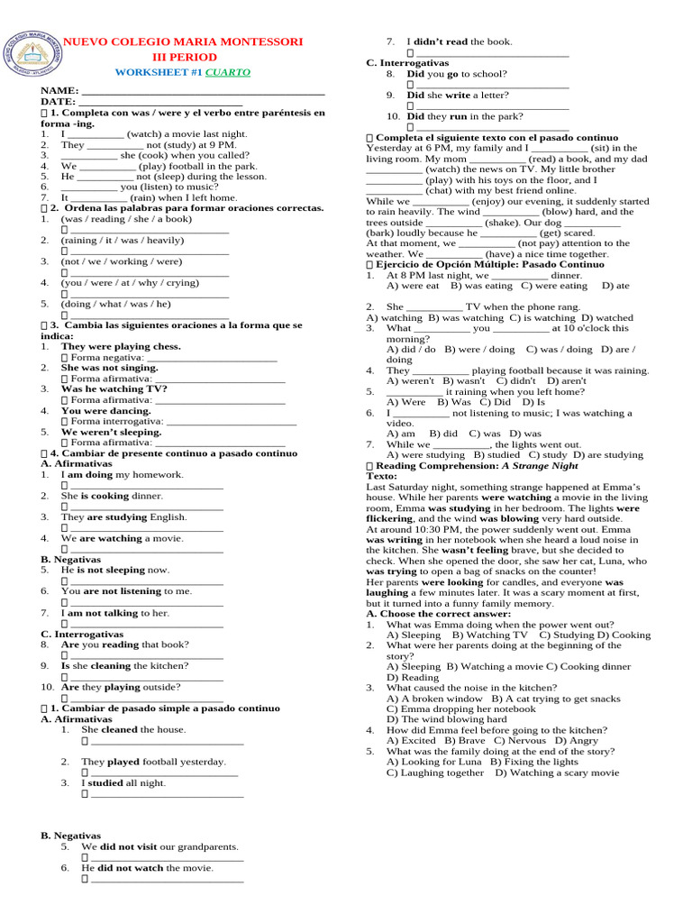 Taller 2 Tercer Periodo 5º | PDF