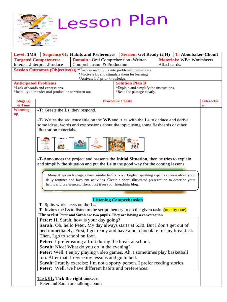 CHOUIT Aboubaker MS1 Seq01 Get Ready | PDF | Learning | Cognition