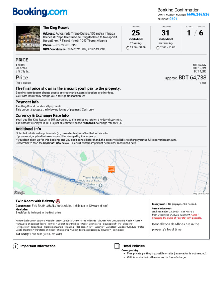 Booking.com_ Confirmation (2) | PDF | Exchange Rate | Payments
