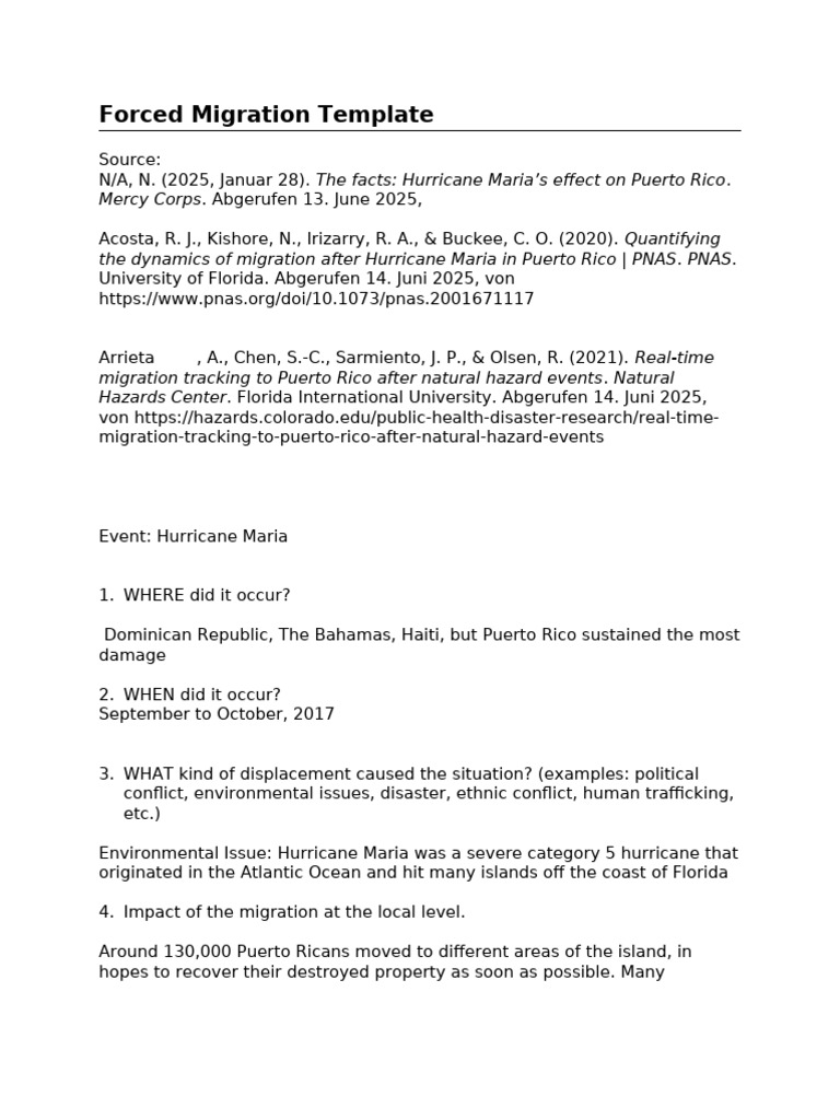 Migration Template Completed | PDF | Human Migration | Puerto Rico