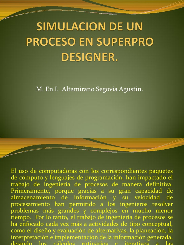 Simulacion de Un Proceso en Superpro Designer | PDF | Point and Click ...
