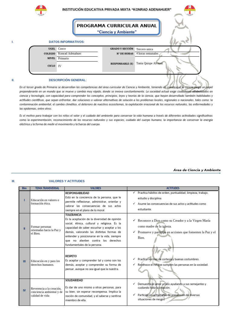 Currículo de Ciencia y Ambiente 3° Primaria | PDF | Evaluación ...