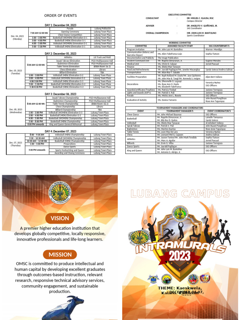 Intrams 2023 Programme | PDF | Entertainment | Sports