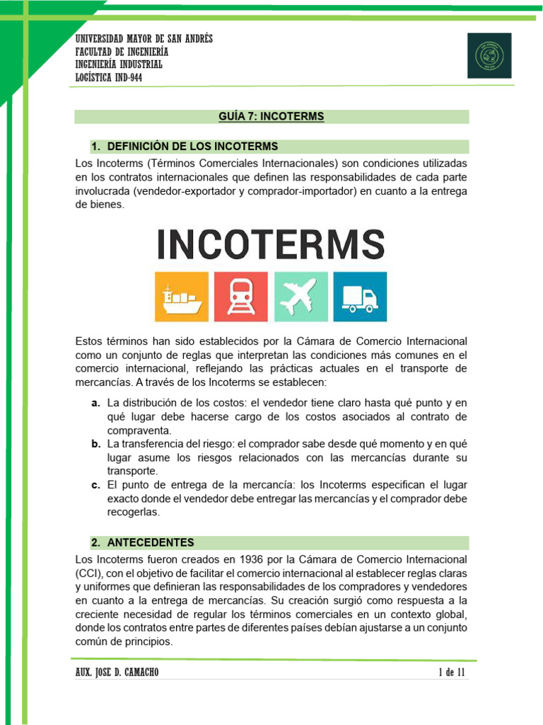 7. Incoterms | PDF | Transporte | El comercio internacional