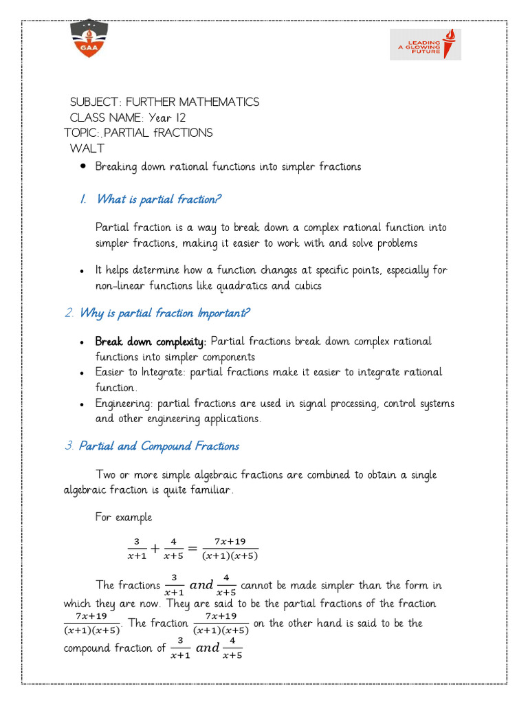 Understanding Partial Fractions in Maths | PDF | Factorization ...