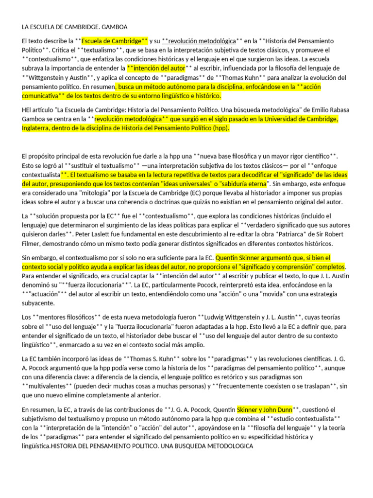 LA ESCUELA DE CAMBRIDGE de Gamboa....... | PDF | Pensamiento | Historiador