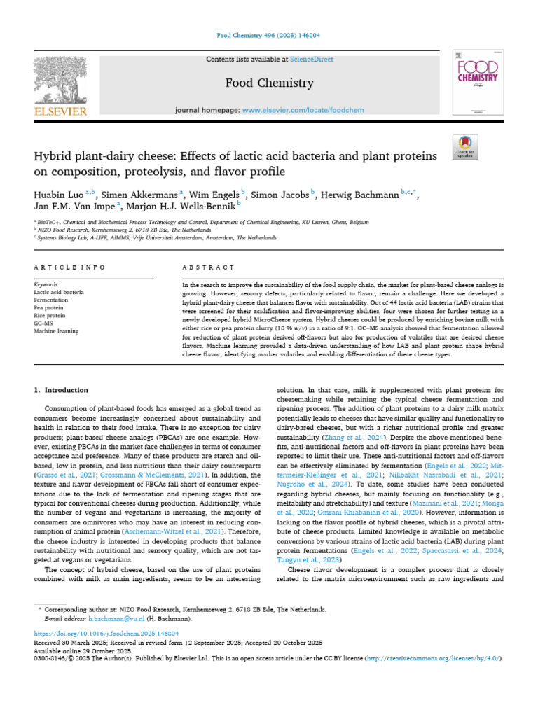 Hybrid Plant Dairy Cheese Effects of Lactic Acid Bacteria and - 2025 ...
