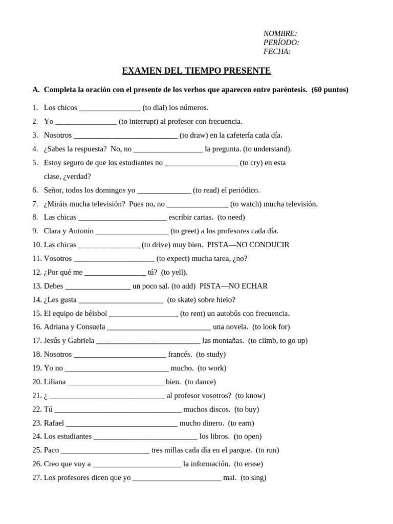 Honors Spanish 4 Assignment | PDF