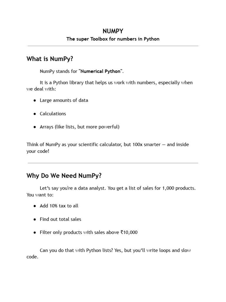 NumPy - The Super Toolbox For Numbers in Python | PDF | Matrix (Mathematics) | Computer Programming