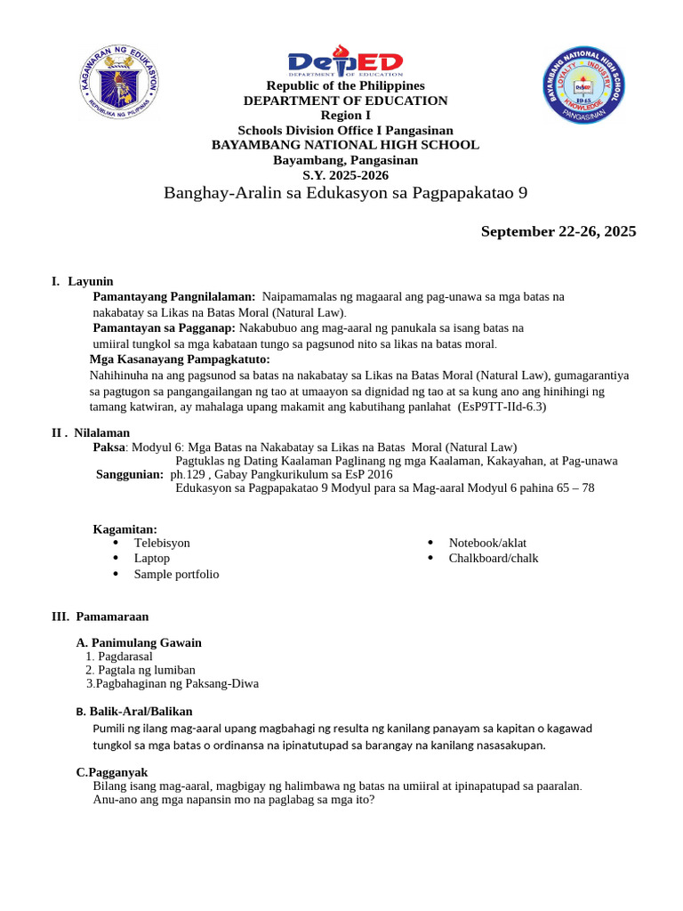 DLP Esp 9 Q2-Week 4 | PDF