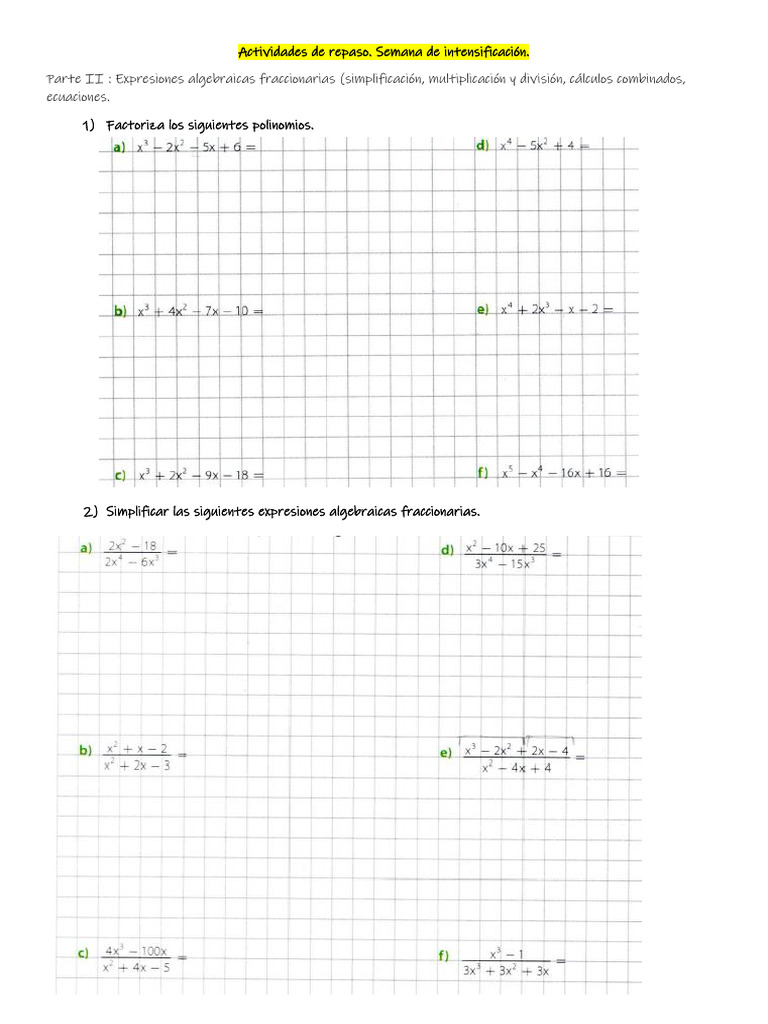 Repaso de Expresiones Algebraicas | PDF