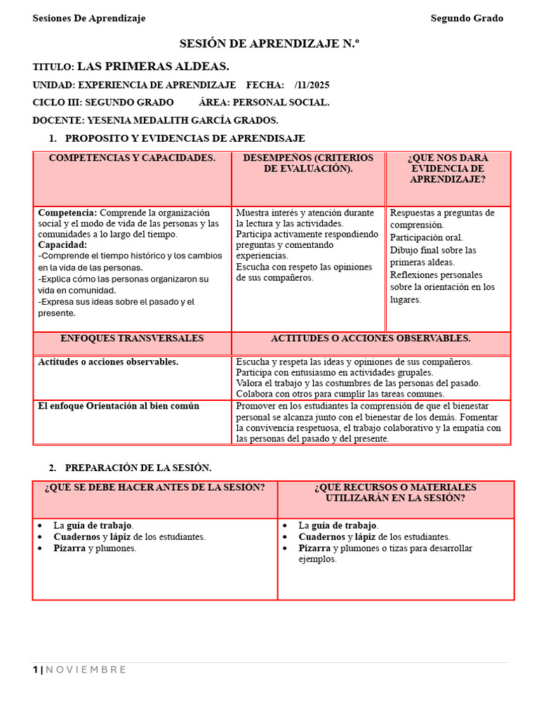 Las Primeras Aldeas (1) | PDF | Aprendizaje | Evaluación