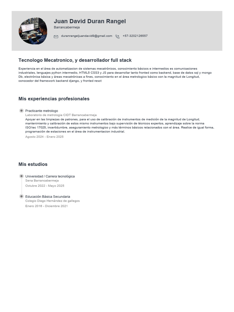 Juan David Duran Rangel | PDF