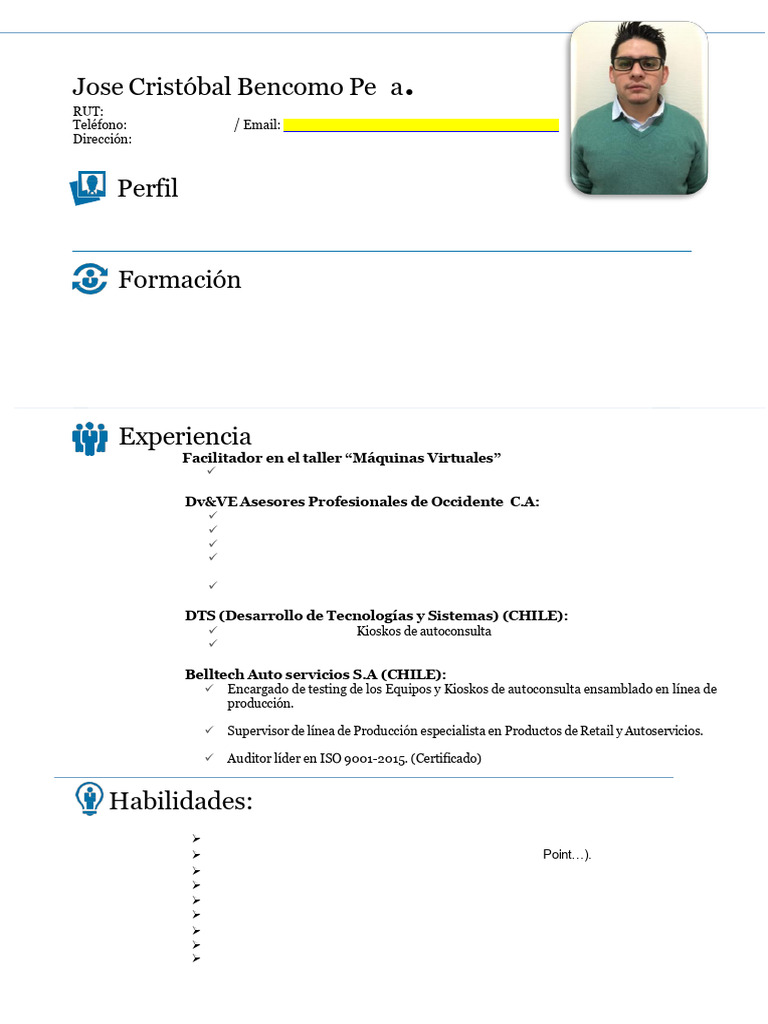 Curriculum Vitae Ing. Jose Bencomo | PDF | Microsoft Office | Informática