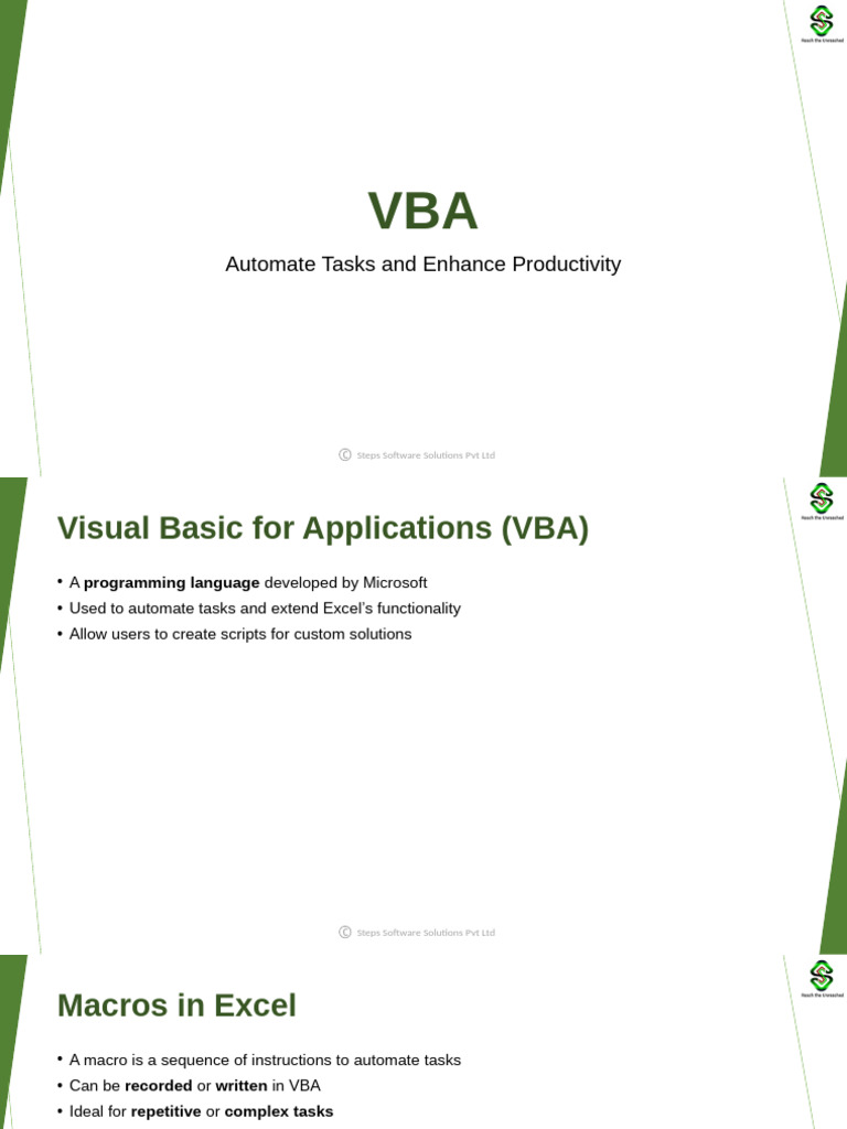 VBA Intro | PDF | Visual Basic For Applications | Microsoft Excel