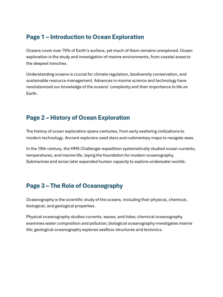 Ocean Exploration and Marine Science | PDF | Oceans | Oceanography