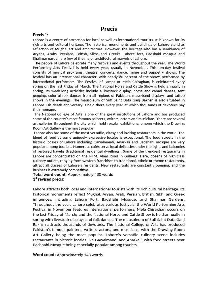 Precis writing for practice | PDF | Lahore | World War II