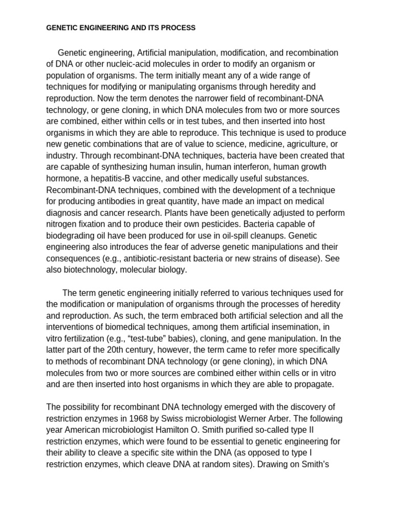 GENETIC-ENGINEERING | PDF | Genetic Engineering | Recombinant Dna
