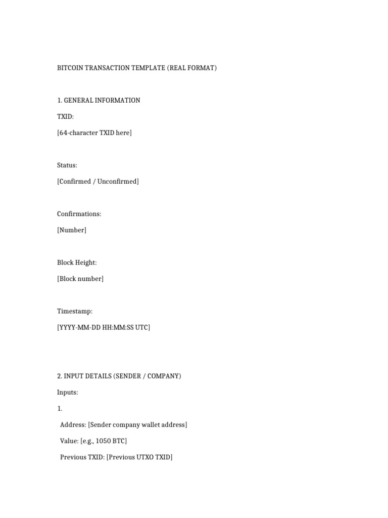 Bitcoin Transaction Template Guide | PDF