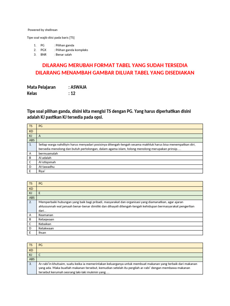 Format UMUM SAS ASWJ 12 - MA | PDF