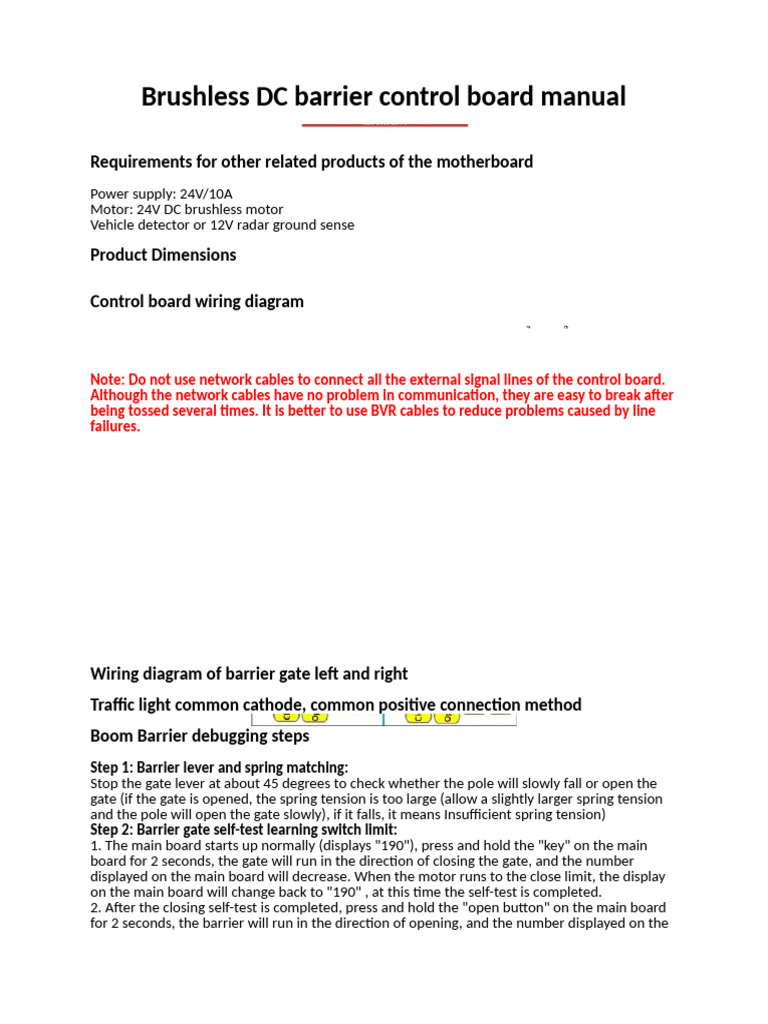 Brushless DC Barrier Control Board Manual - Ultraguard Done | PDF ...