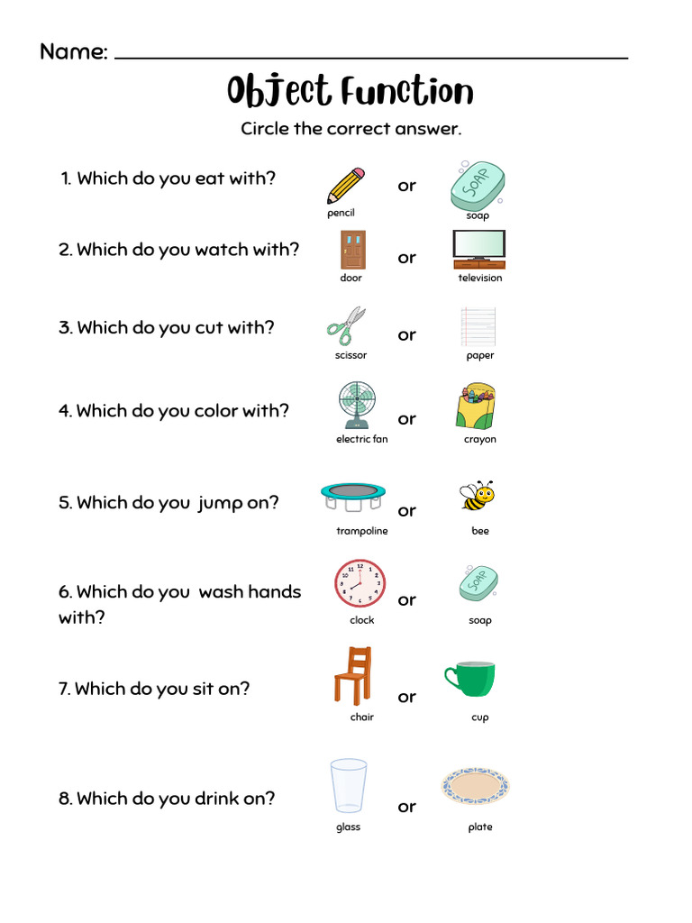 Object Function Quiz for Kids | PDF