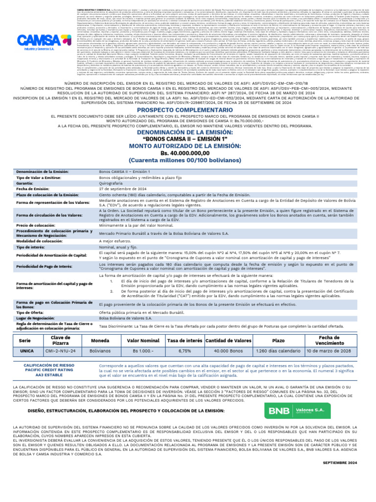 2024 Camsa | PDF | Minería | Bolsa