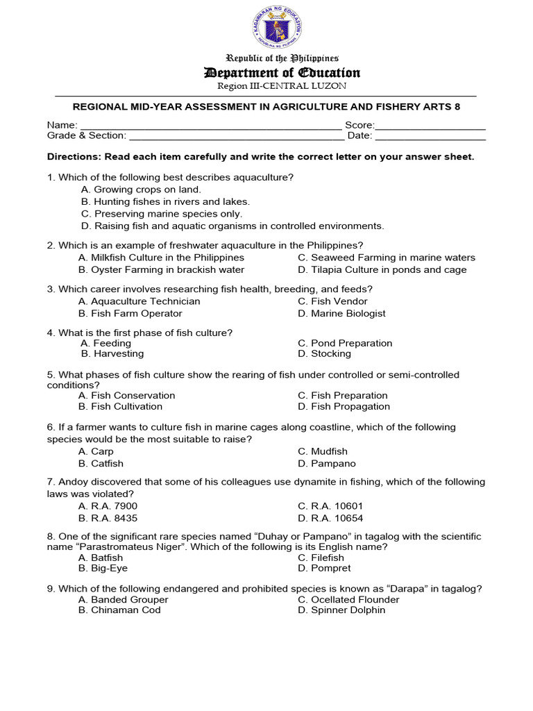 TLE-AFA 8 | PDF | Aquaculture | Fish And Humans