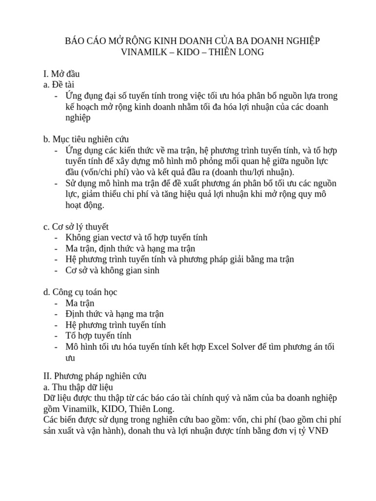 BÁO-CÁO-MỞ-RỘNG-KINH-DOANH-CỦA-BA-DOANH-NGHIỆP | PDF