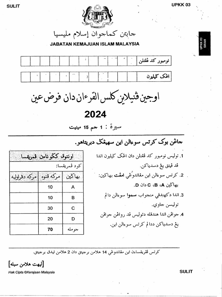 Upkk 2024 Sirah Aqidah Jawi | PDF