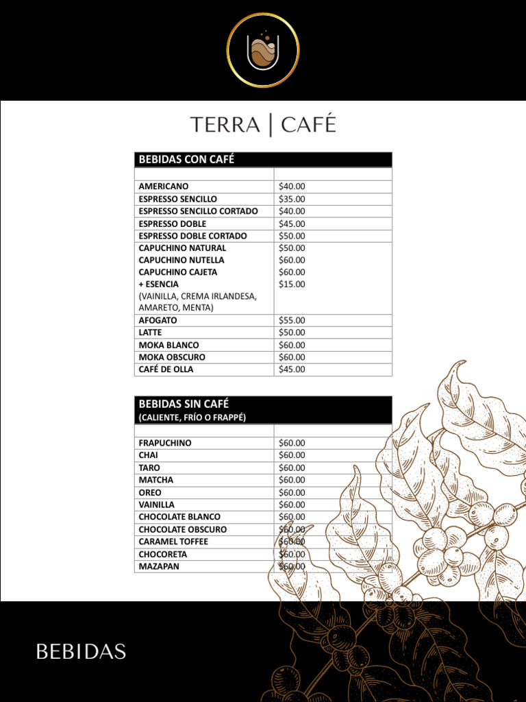 MENÚ TERRA CAFÉ. | PDF | ensalada | Tortita
