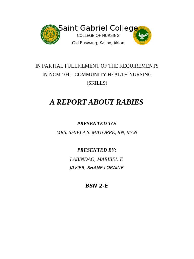 Rabies Report: Community Health Nursing | PDF | Rabies | Immunology