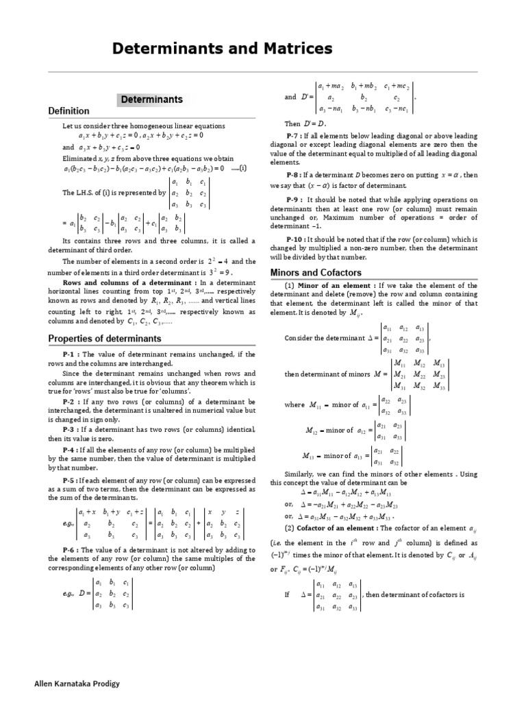 Determinants and Matrices | PDF | Matrix (Mathematics) | Determinant