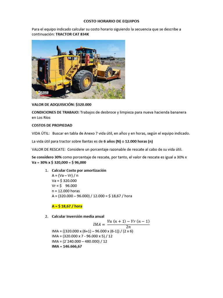 Costo de Equipo Tractor Cat 834k | PDF | Vehículo de motor | Industria ...