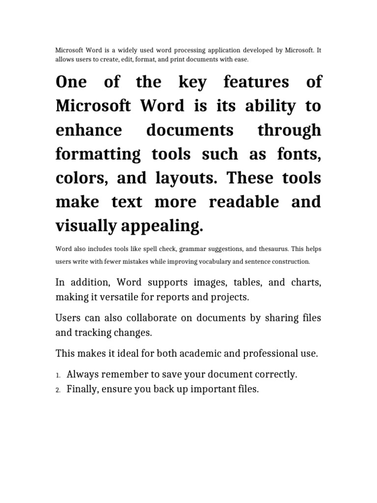 Microsoft Word Features and Benefits | PDF
