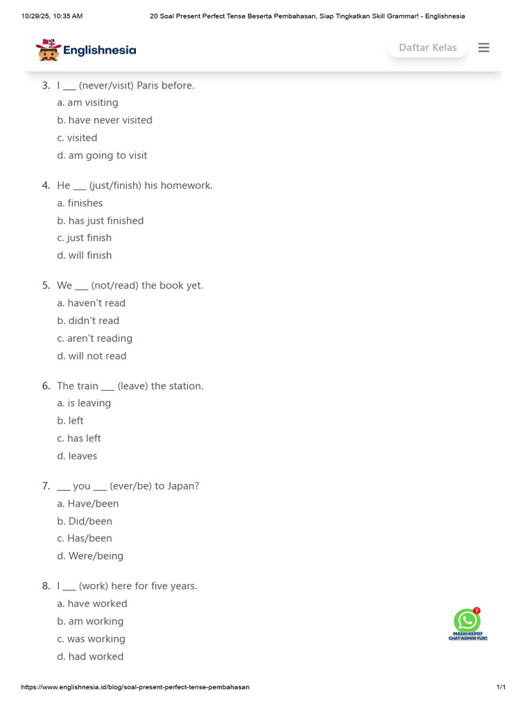Lat Soal Present Perfect Tense | PDF