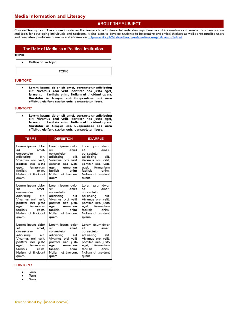 Media Information and Literacy | PDF | Learning